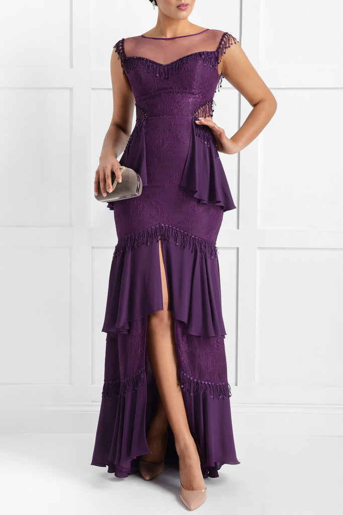 Mauve Evening Dress With A Mermaid-Style Skirt – Karim London