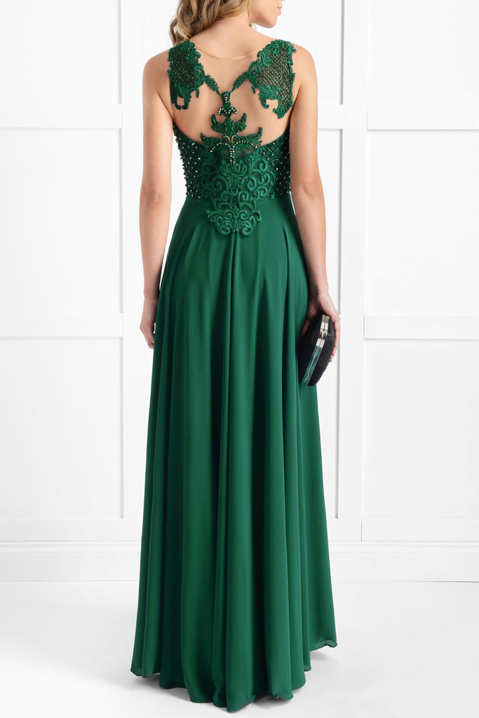 Green A-Line Floor Length Evening Dress – Karim London